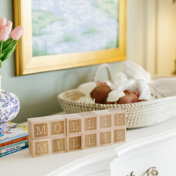 Personalized Wood Name Blocks, Alphabet Baby Custom Letters Wooden Toy ...