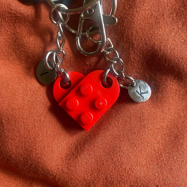 Heart Keychain Set Made With Authentic LEGO® Bricks, INITIALS Matching ...