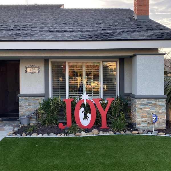 Outdoor Red Joy Nativity Display - Etsy