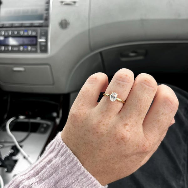 14k Gold 1CT- 1.50CT- 2CT- 3CT Oval Ring, Travel Ring, Silver Promise ...