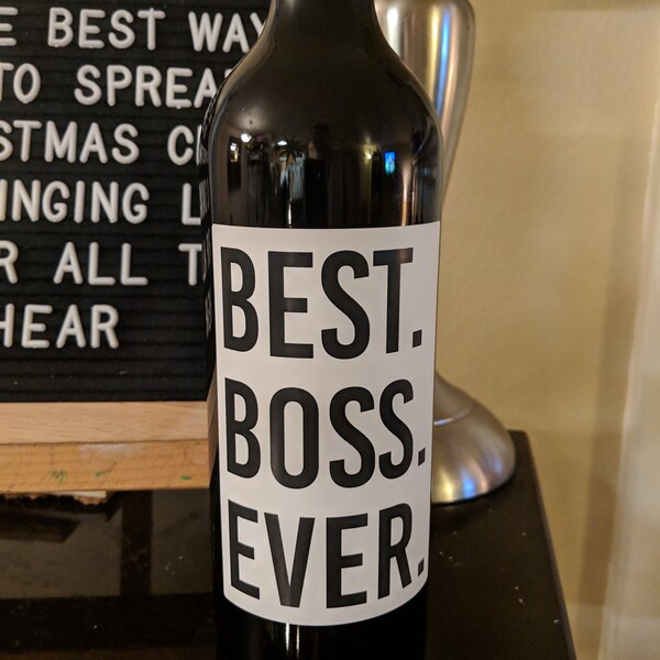 Funny Boss Wine Label + Card Best Boss Ever Handmade Boss's Christmas ...