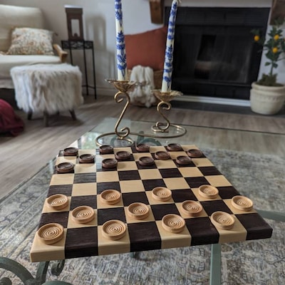 Checker Set Handmade, Wood Checker Board, Checker Board, Wood Board ...