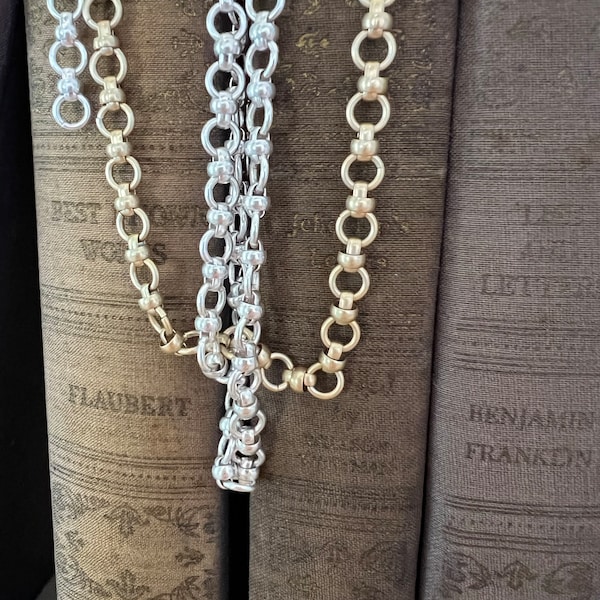 Brass Mixed Link Small Cable Chain Round Sold by the Foot. 6mm Round ...