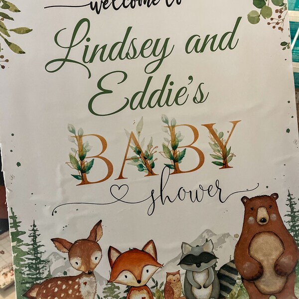EDITABLE Woodland Welcome Sign, Woodland Baby Shower Sign Decorations ...