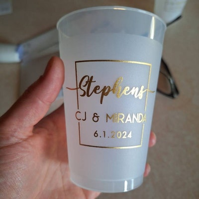 Custom Wedding Cups, Reception Bar Frosted Cups, Personalized ...