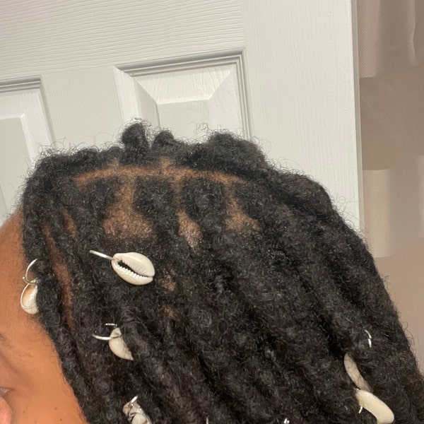 Set of 8 Cowrie Shells on Loc Rings, Loc Jewelry, Dreadlock Rings ...