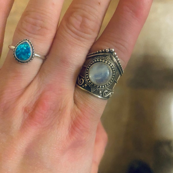 Boho Moonstone Ring, Sterling Silver Ring for Women, Statement Ring ...
