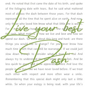The Dash - Linda Ellis - Live Your Best Dash Print - Digital Download ...