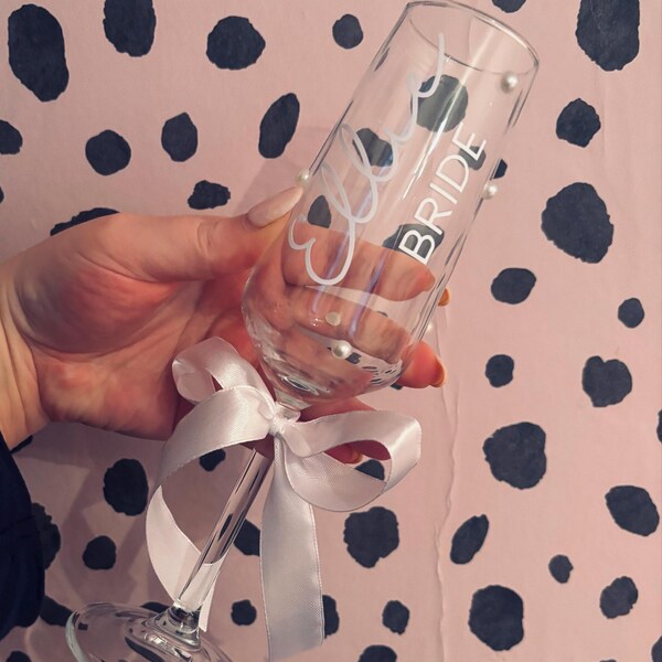 Personalised Pearl Flute, Champagne Glass, Champagne Flute, Bridesmaid ...