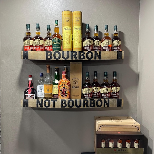 Custom Bourbon Barrel Stave Shelf: Floating Wall Display - Etsy