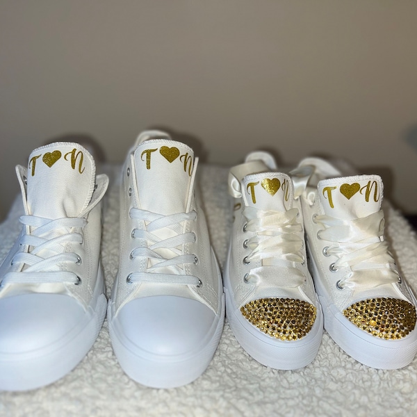 Personalized Wedding Sneakers Set: Bride & Groom Matching Party Shoes ...