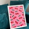 Cute Heart Cherries Wall Print | Cherry Art Digital | Pretty Poster ...