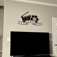 Cinema Wall Decal Movie Film Tape Poster Home Theater Action Sign ...