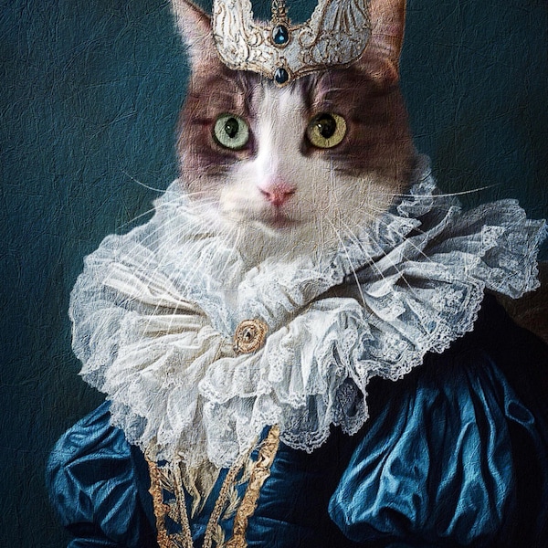 Royal Cat Portrait Renaissance Pet Painting Custom Regal Cat Portraits ...