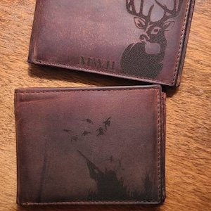 Mens Brown Leather Dog Hunting Wallet. RFID Blocking Genuine Leather ...