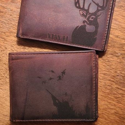 Mens Brown Leather Dog Hunting Wallet. RFID Blocking Genuine Leather ...