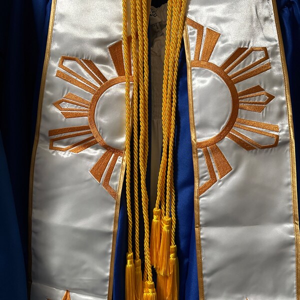 Philippines Flag Embroidered Graduation Stole | Sash | Scarf | Filipino ...