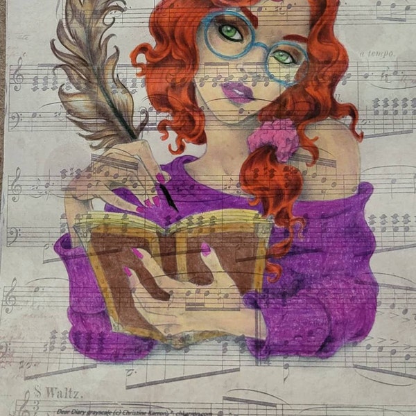 Dear Diary Coloring Page Grayscale Illustration Instant Download ...