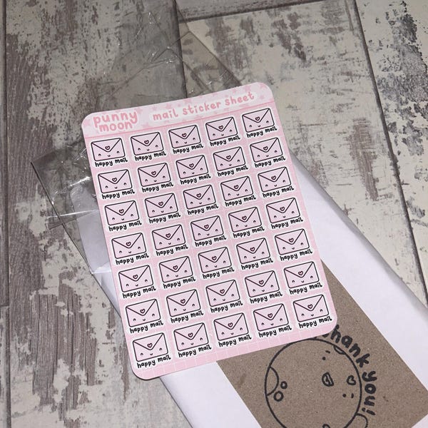 Cute Happy Mail Sticker Sheet| Kawaii Envelope Planner Stickers ...
