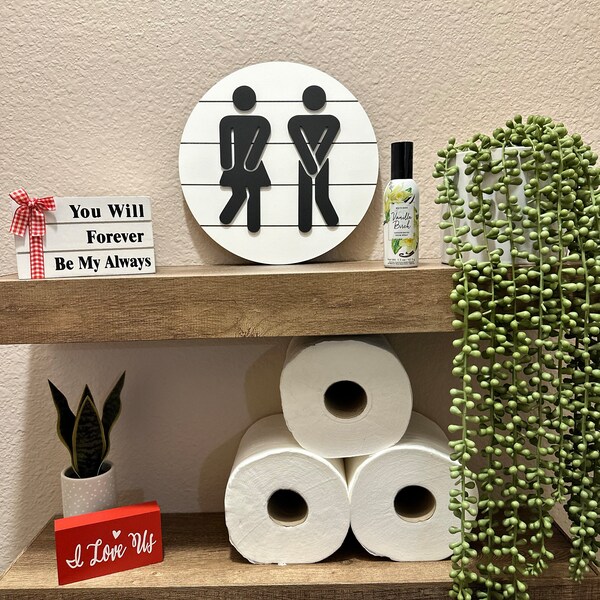 Funny Shiplap 3D Restroom Sign Bathroom Wall Decor Modern Farmhouse ...