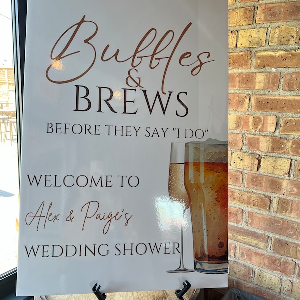 Editable Bubbles and Brews Welcome Sign, Couples Shower, Bridal Shower ...