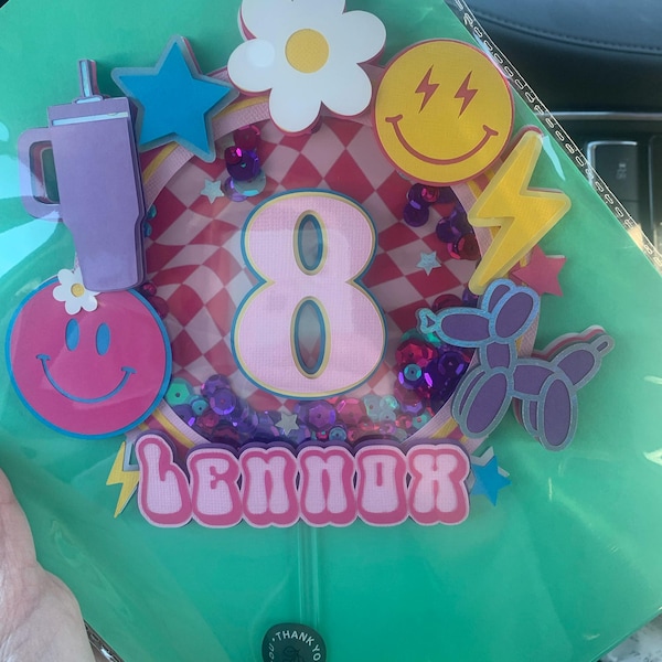 Pink Preppy Shaker Cake Topper, Smiley Face Birthday Party, Ten is a ...