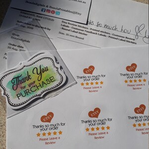 Etsy Review Stickers Printed Stickers Customer Review Labels Customer ...