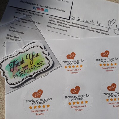 Etsy Review Stickers Printed Stickers Customer Review Labels Customer ...