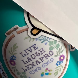 Cross Stitch Live Laugh Lexapro Mental Health Vinyl Decal Sticker - Etsy