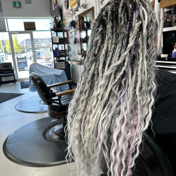 Sugar Mountain Ombre Synthetic Dreadlocks: Black, Gray & White ...