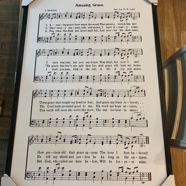 Amazing Grace Sign | Song Lyric Gift | Amazing Grace Sheet Music Sign ...