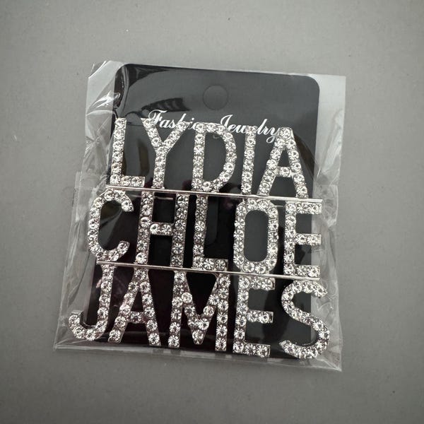 CUSTOM Bling-bling Words Pins, Handmade Name Brooch Pin, Personalised ...