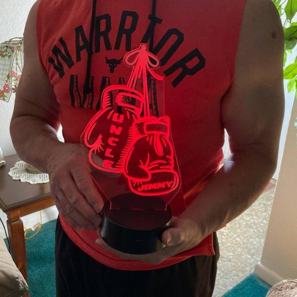 Light up Boxing Gloves, Custom Engraved Night Light, Personalized Free ...