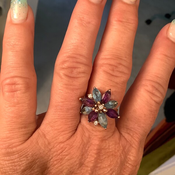 Monet Christmas Tree Brooch Gold Clear Green Red Blue Purple ...