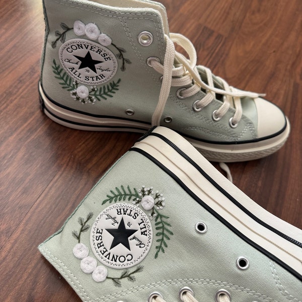 Embroidered Converse/bridal Converse/converse Custom Flower Embroidery ...