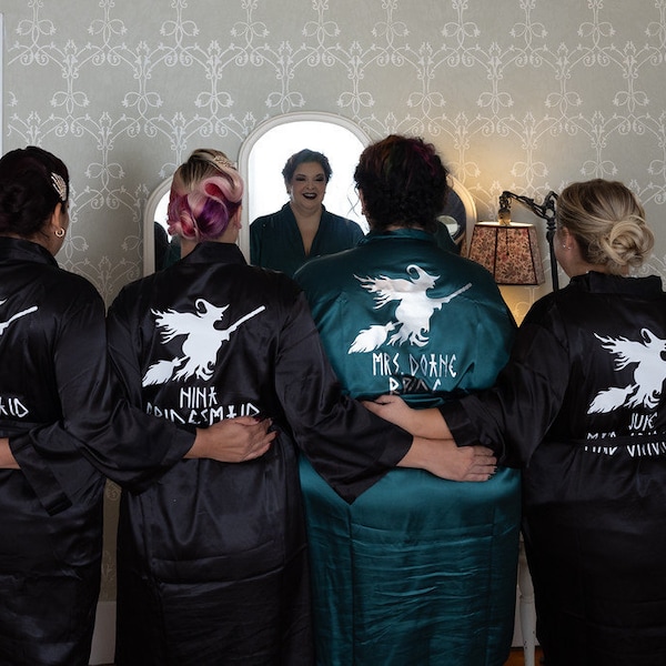 Brides Coven Robe, Maid of Honor Robe, Witch Bridal Party Robe, Gothic ...