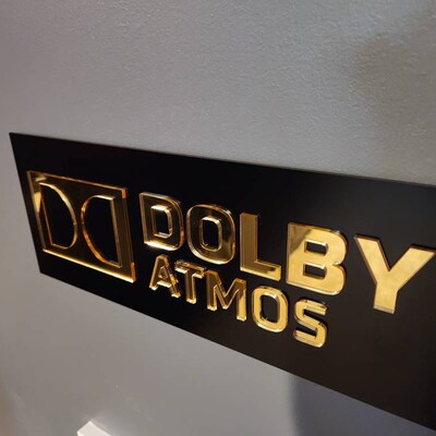 Dolby Atmos Home Theatre Signs Signage Cinema Decor Laser Router Gold ...