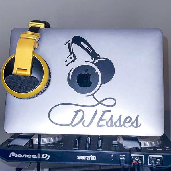 CUSTOMIZED Sticker Decal HEADPHONES, DJ Set Black, for Mac/macbook Pro ...
