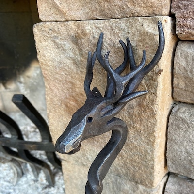 Stag Fire Poker / Blacksmith Fire Pit Tool / Hand Forged - Etsy
