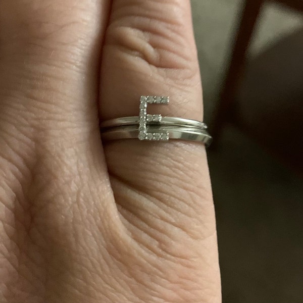 14k Gold Diamond Initial Ring / Diamond Initial Ring / Personalized ...