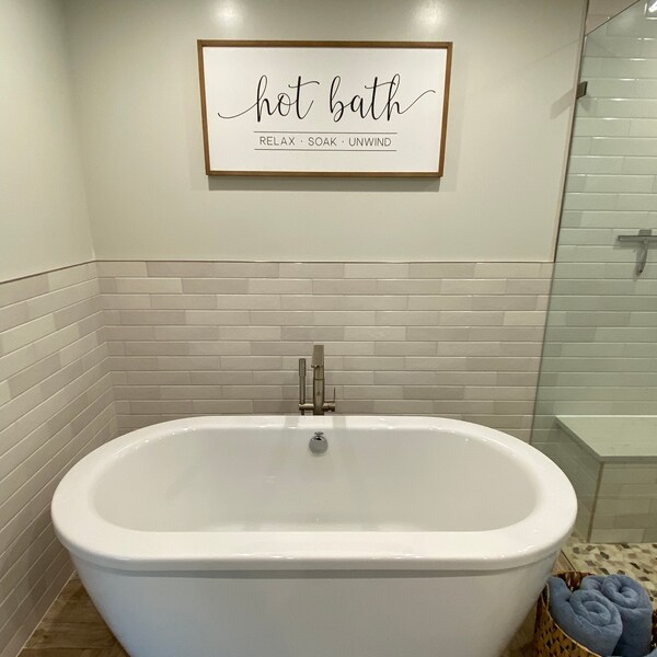 Bath Sign | Hot Bath Sign | Relax, Soak, Unwind | Sign for Bathroom ...