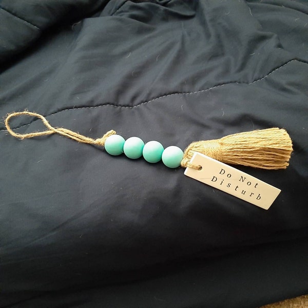 Occupied Bathroom Door Sign | Do Not Disturb Wood Bead Tassel Clay Tag ...