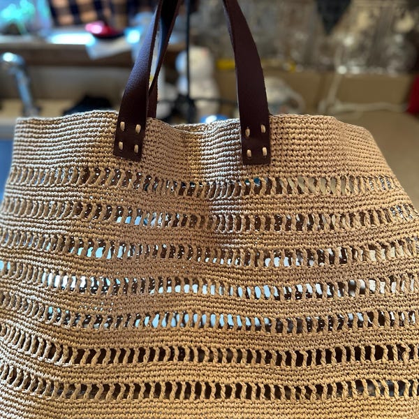 Crochet PATTERN, Large Packable Mesh Beach Bag, Retro Raffia Net ...