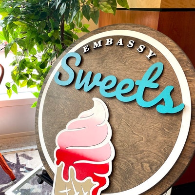 Ice Cream Shop Sign, Custom Business Logo Sign, Custom Shop Window Sign ...
