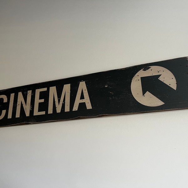 Cinema Arrow Mileage Wood Sign, Personalized Direction Location Name ...