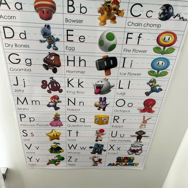 Super Mario ABC Chart Printable Page | Printable Preschool Nursery Wall ...