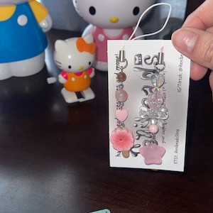 Pink Phone Charm Cute Beaded Keychain Aesthetic Phone Straps Y2k Star ...