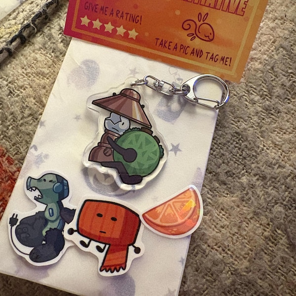 HFJONE Airy Enamel Pin, Acrylic Keychain, and Holographic Vinyl Sticker ...