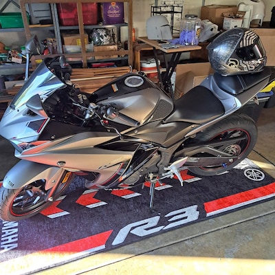 Yamaha R3 Motorcycle Personalized Rug Accesorries Floor Bottom Pit Mat ...