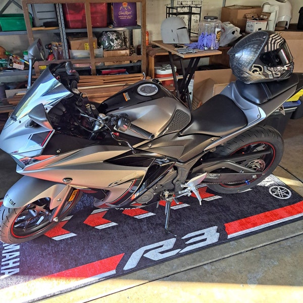 Yamaha R3 Motorcycle Personalized Rug Accesorries Floor Bottom Pit Mat ...